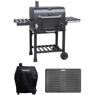 Taino Taino - hero xl Holzkohlegrill Set Abdeckhaube Grillplatte Smoker Grillwagen bbq