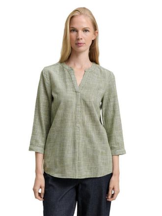 Tom Tailor Klassische Bluse mit geschlitztem Rundhalsausschnitt