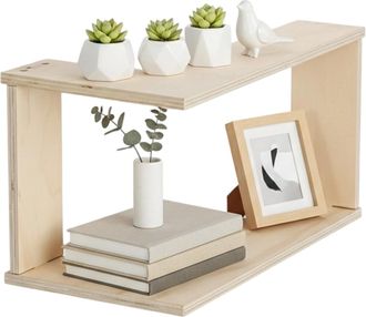 Generic An der Wand montiertes Aufbewahrungsregal - zweistufiges Holzregal, B&uuml;cherpflanzen-Organizer, vielseitige Pr&auml;sentationsplattform, Innendekorationszube