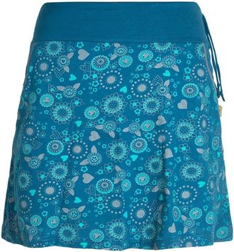 vishes Alternative Bekleidung - Kurzer Damen Hippie Bl&uuml;mchen-Rock aus Baumwolle mit Taschen t&uuml;rkis 44