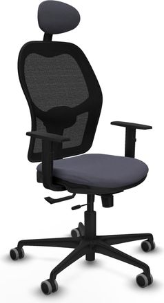 Piqueras y Crespo Grauer Schreibtisch mit 1D-Armen, h&ouml;henverstellbarer Lendenwirbelst&uuml;tze und festem Kopfteil, ausgestattet mit Syncro/Traslack und injiziertem Schaumst