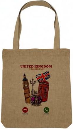 Fabulous Sac Shopping Tote Bag Aspect Lin - United Kingdom Is Calling Me London England - Sac de Courses Toile Epaisse 360g Beige Naturel Cabas Port&eacute; Epaule So
