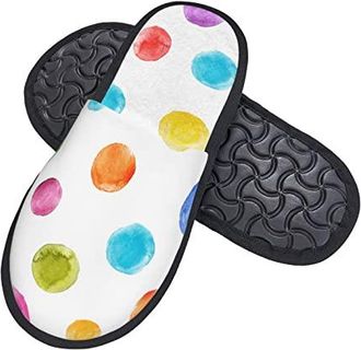 Generic Pantoufles En Coton Motif De Taches Rainbow À LAquarelle Doux Slippers Antidérapantes Pantoufles Pour Hiver Chambre De Camping L