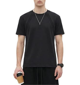 Generic T-shirt d&eacute;contract&eacute; &agrave; manches courtes pour homme - T-shirt basique respirant en coton m&eacute;lang&eacute; - T-shirt d&eacute;t&eacute; d&eacute;contract&eacute; et &eacute;l&eacute;gant, gris fonc&eacute;, XXL