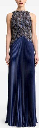 Gemy Maalouf Plissiertes Abendkleid - Blau