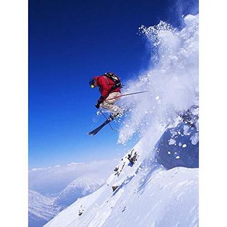 Wee Blue Coo Skier Ski Jumping Snow Sport Sky Wall Art Print Mur D&eacute;cor 30 x 41 cm