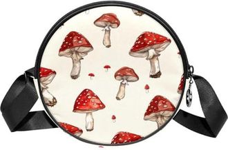 Generic Sac &agrave; bandouli&egrave;re rond rond pour femme, petit sac &agrave; bandouli&egrave;re champignon avec fermeture &eacute;clair, bretelles r&eacute;glables, d&eacute;contract&eacute; pour femmes et fill