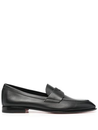 Santoni mocassins en cuir &agrave; entaille penny - Noir