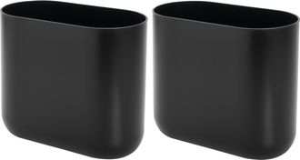 InterDesign iDesign Kleiner ovaler Kunststoff-M&uuml;lleimer, ideal f&uuml;r Badezimmer, Schlafzimmer oder B&uuml;ro, Set mit 2 schwarzen Abfalleimer