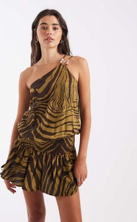 Asos One-Shoulder-Blouson-Minikleid-Multi