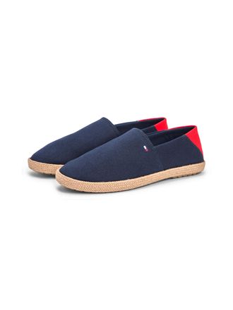 Tommy Hilfiger Espadrille TOMMY HILFIGER CORE HILFIGER ESPADRILLE TEXTILE, Herren, Gr. 41, dunkelblau, Baumwolle, unifarben mit Farbeinsatz, Schuhe Espadrille, Slipp