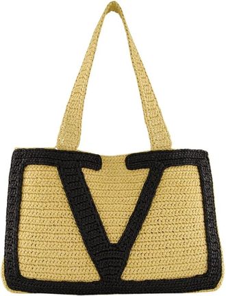 Valentino Garavani Femme, Sacs, Beige, Taille: ONE Size Viva Superstar Grand Sac Cabas en Raphia