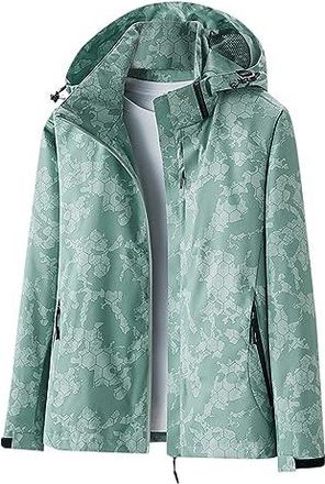 Generic Vestes pour femmes 2026 imprim&eacute;es couche ext&eacute;rieure coupe-vent coupe-vent et veste de sports nautiques, Vert, 3XL
