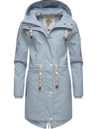 Navahoo Damen &Uuml;bergangsjacke Regenmantel wasserdicht lang mit Kapuze Tropical Stormoo Baby Blue Gr. XS