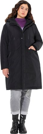 Ulla Popken Damen große Größen Übergrößen Plus Size HYPRAR Funktionsmantel, wasserdicht, recycelt, Zipptasche schwarz 50+ 833345100-50+