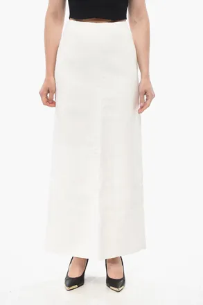 Ferragamo Linen-Blend Pencil Skirt With Back Vent Salvatore Ferragamo