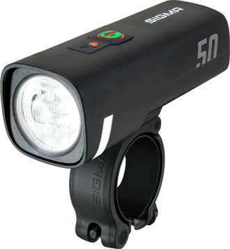 Sigma Aura 50 | LED Fahrradlicht mit 50 LUX und USB-C | StVZO zugelassenes Vorderlicht mit 2 Leuchtmodi & Automatische Lichtanpassung |Lange Akkulaufzeit
