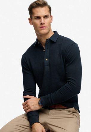 Superdry Langarm-Poloshirt CLASSIC RUGBY TOP aus Baumwolle und Single Jersey, Relaxed Fit, mit kurzer Knopfleiste