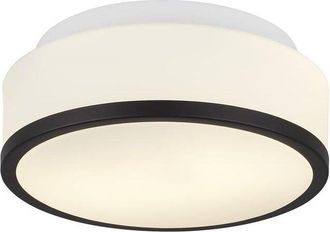 Searchlight Searchlight Cheese Salle De Bains IP44 2 Lumi&egrave;res Encastr&eacute;es, Abat-Jour En Verre Blanc Opale, Garniture Noir Mat Dia 23Cm IP44