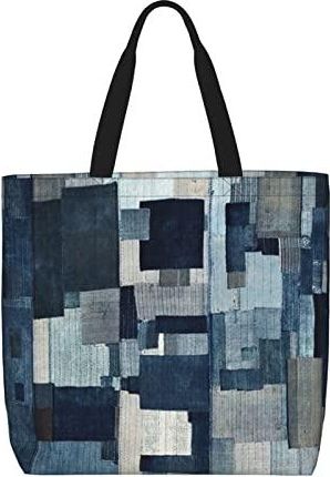 Generic Sac Fourre-Tout Jeans En Denim Patchwork Tendance Sac &Agrave; Dos Lavables Pliable Sacs En Toile &Eacute;paule, Pour &Eacute;cole, Femmes, Shopping, Burea