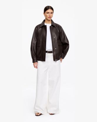 Arket Lockere Lederjacke -Braun