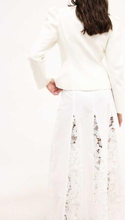 NA-KD x Audrey Afonso - Jupe longue en dentelle - Blanc