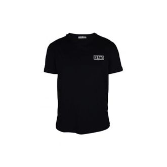Valentino Garavani Homme, Tops, Noir, Taille: XS T-shirt en coton avec &eacute;tiquette Vltn