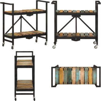 vidaXL K&uuml;chenwagen 87x36x81 cm Altholz Massiv - Holzschrank - K&uuml;chenwagen - Retro M&ouml;bel - Vintage Stil - Holzk&uuml;che - Home & Living