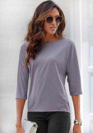 Lascana Rundhalsshirt mit eleganten Glitzerabschlüssen aus pflegeleichter Qualität