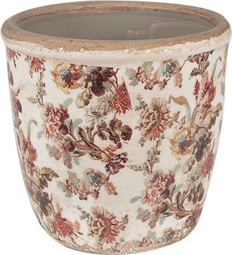 Clayre & Eef Blumentopf &Oslash; 14x13 cm Beige Rosa Keramik Blumen Innenblumentopf