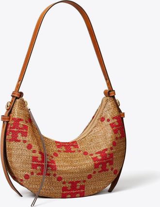 Tory Burch Damen T Monogram Romy Woven Half Moon Bag