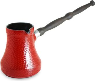 Ceraflame Keramik Türkische Kaffeekanne 240ml (230.2 g) Cezve Ibrik Briki Turka gehämmert mit abnehmbarem Holzgriff für Gas Elektroherde