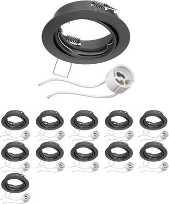 LEDs Com 12 St&uuml;ck Decken-Einbaurahmen FERE Einbaurahmen anthrazit matt schwenkbar (LED/Halogen/GU10/MR16/PAR16/50mm) inkl. GU10 Fassung
