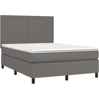 vidaXL Vidaxl - Boxspringbett mit Matratze & led Grau 140x200 cm Kunstleder