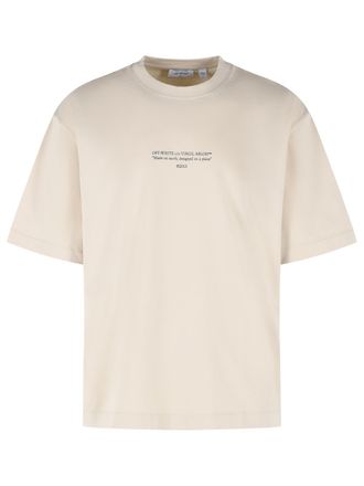 Off-white T-shirt en coton blanc cass&eacute; Statement Stone