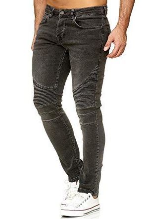 Elara Homme Slim Jeans Motard Chunkyrayan 16517-Schwarz-42W / 30L