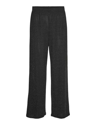 Vero Moda Damen VMKANVA NW Glitter Wide Pant JRS Stoffhose, Black/Detail:Silver Lurex, Medium