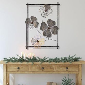 Hanah Home Handmade Decorative Metal Wall Accessory, 50 x 70 x 4 cm | 100% Metal, Unique Hand-Painted Design | Perfect for Home Decor & Art Lovers