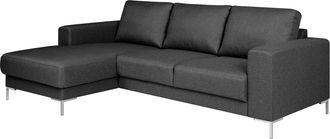 Fredriks home24 Ecksofa Grau Webstoff Mavie 236 x 82 x 147cm Longchair davorstehend links ohne Schlaffunktion Modern