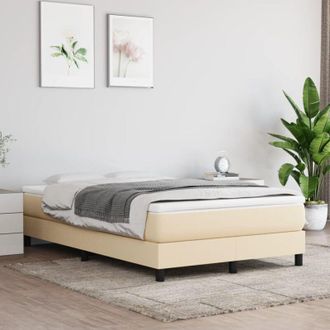 vidaXL Bettgestell ohne Matratze Creme 120x200 cm Stoff Vidaxl