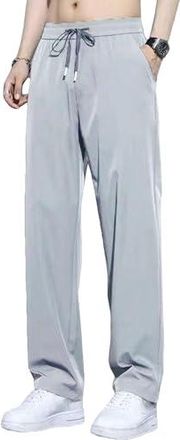 Generic Pantalon de costume fin et respirant pour homme - Pantalon l&eacute;ger d&eacute;contract&eacute; et confortable - Pantalon extensible avec cordon de serrage, Gris 1, 3XL