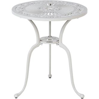 Beliani Beliani - Table de Balcon Vintage en Aluminium dExt&eacute;rieur 61 cm Ronde Blanc Cass&eacute; Dascio