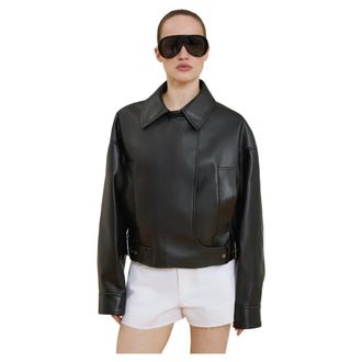 Estro & Luminara Oversized Kunstleder Bikerjacke - - Jackets - Damen - Schwarzk - M