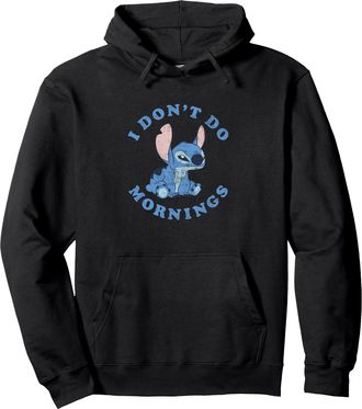 Disney Lilo & Stitch Vintage Distressed I Dont Do Mornings Pullover Hoodie