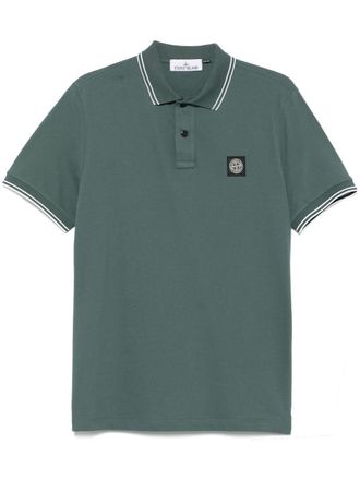 Stone Island polo en piqu&eacute; &agrave; design ondul&eacute; - Vert