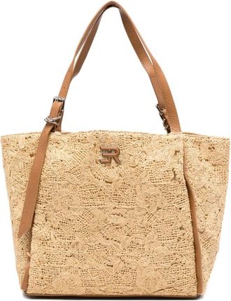 Ermanno Scervino Femme, Sacs, Beige, Taille: ONE Size Floral Appliqu&eacute; Tote Bag