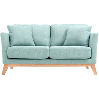 Miliboo Miliboo - Canap&eacute; scandinave d&eacute;houssable 2 places en tissu vert lagon et bois clair oslo