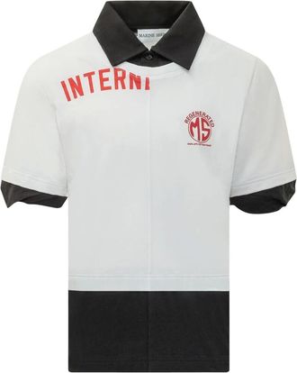 Marine Serre Homme, Tops, Blanc, Taille: M Upcycled Jersey SS Polo T-Shirt