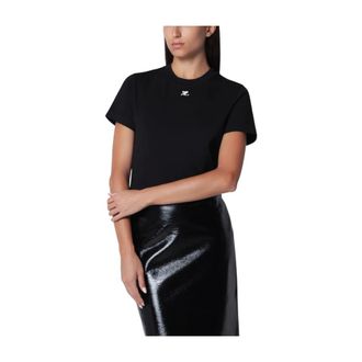 Courr&egrave;ges Femme, Tops, Noir, Taille: 38 FR T-shirt AC