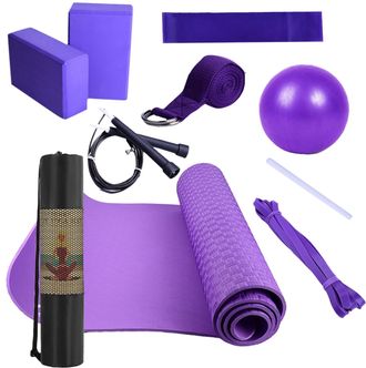 Generico Yoga-Set f&uuml;r Anf&auml;nger, Yoga-Matte mit Transport, Fitnessger&auml;t f&uuml;r Pilates, Boden&uuml;bungen, inklusive Widerstandsband
